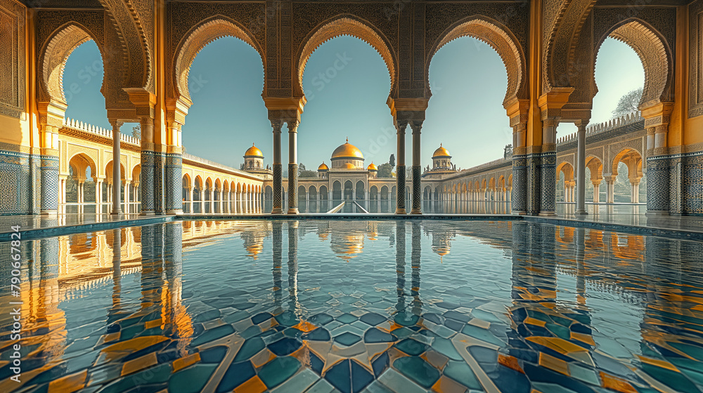 ภาพประกอบสต็อก 17. Islamic Architecture: A majestic view of an Islamic ...