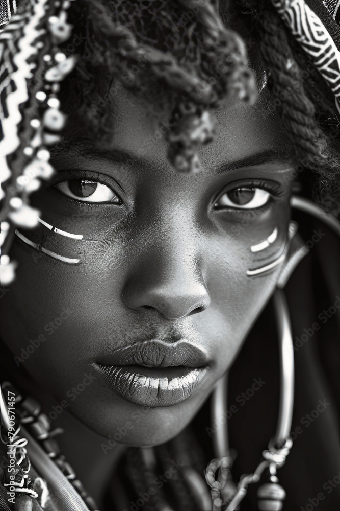 ethiopian indigenous nomad girl tribal markings Stock Photo | Adobe Stock
