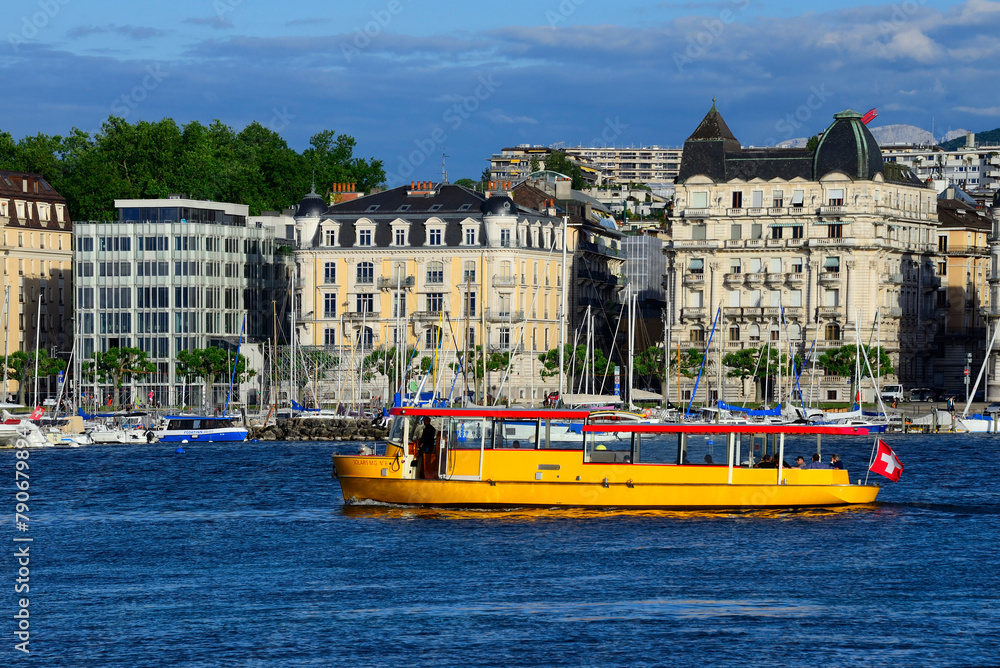Geneva, Switzerland, Europe - Lake Geneva, facades of residential ...