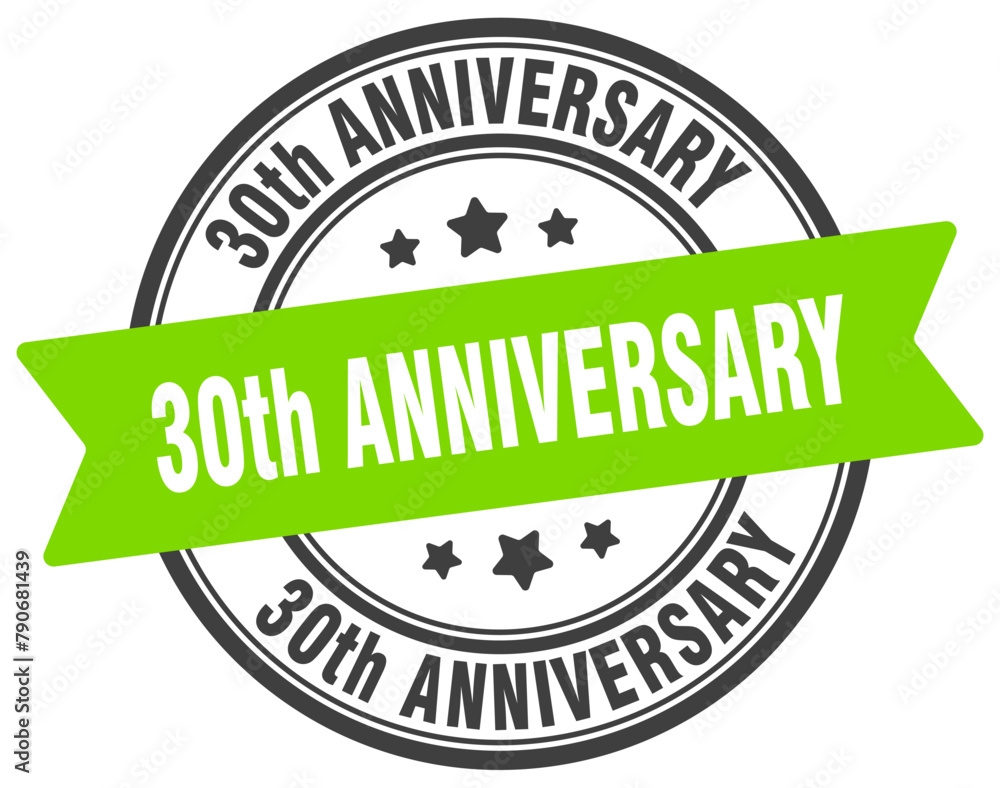 30th anniversary stamp. 30th anniversary label on transparent ...