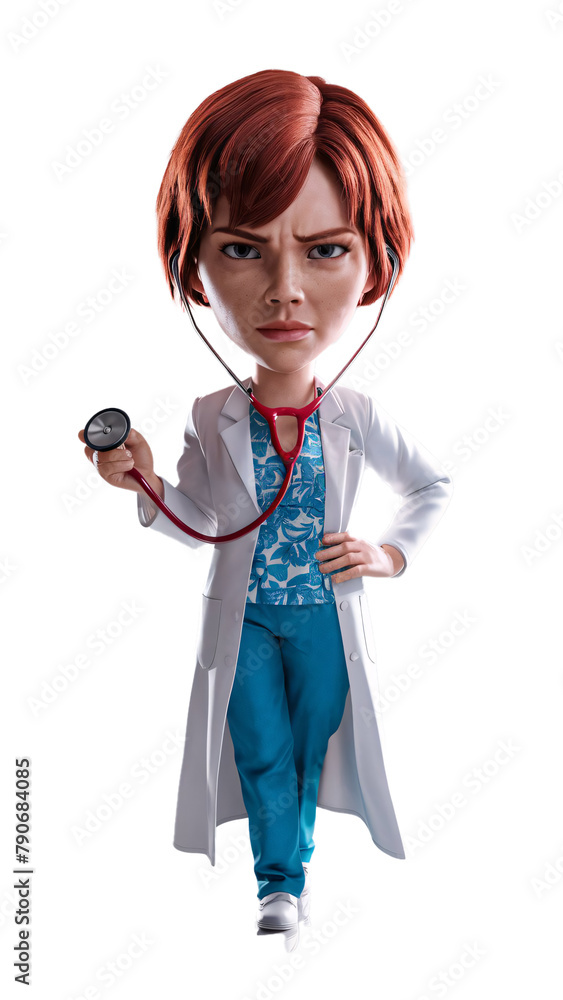 Humorous Grumpy Female Doctor Cartoon Isolated on Transparent ...