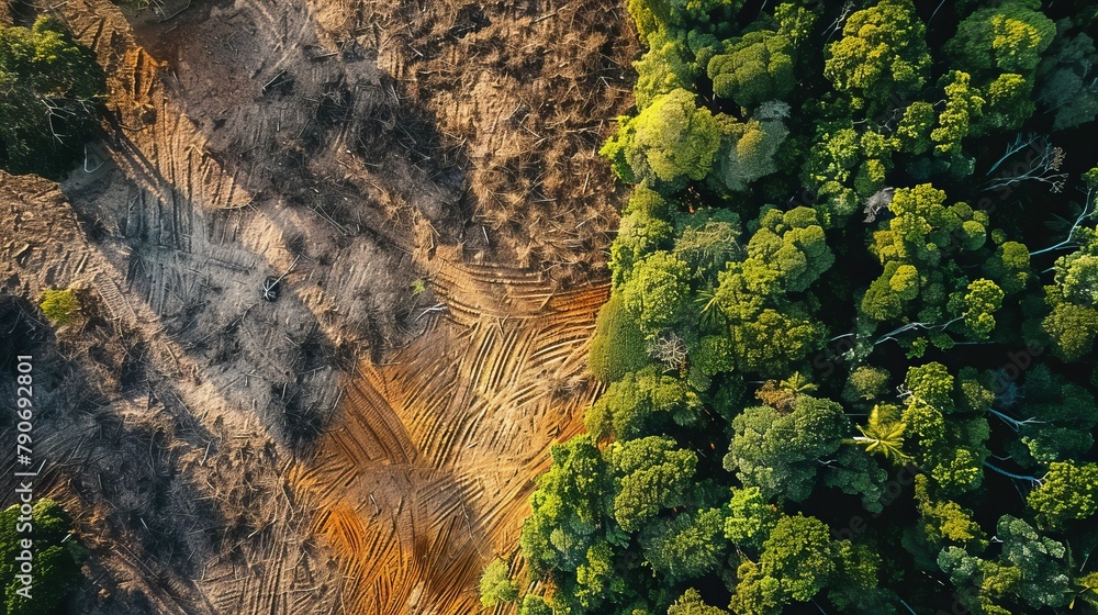 deforestation aerial view, habitat destruction and biodiversity loss ...