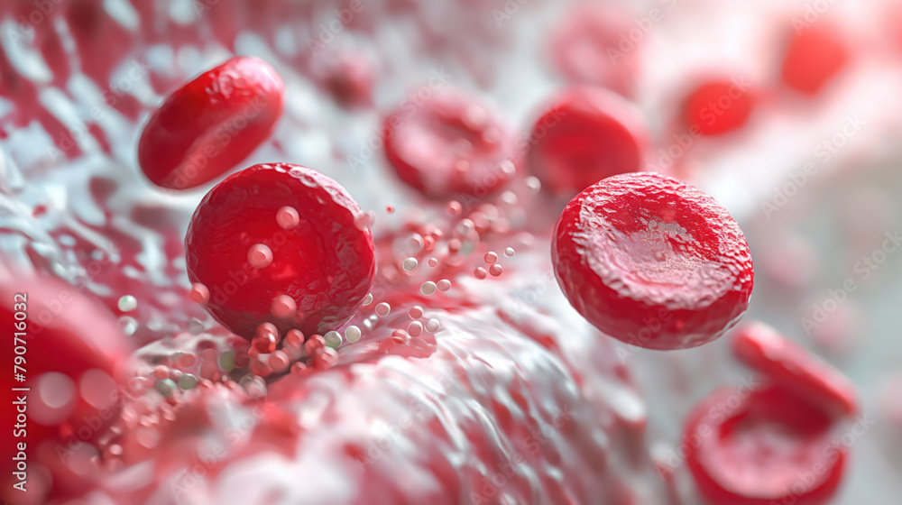 High-Resolution Illustration of Blood Cells Flowing Through Vein Stock ...
