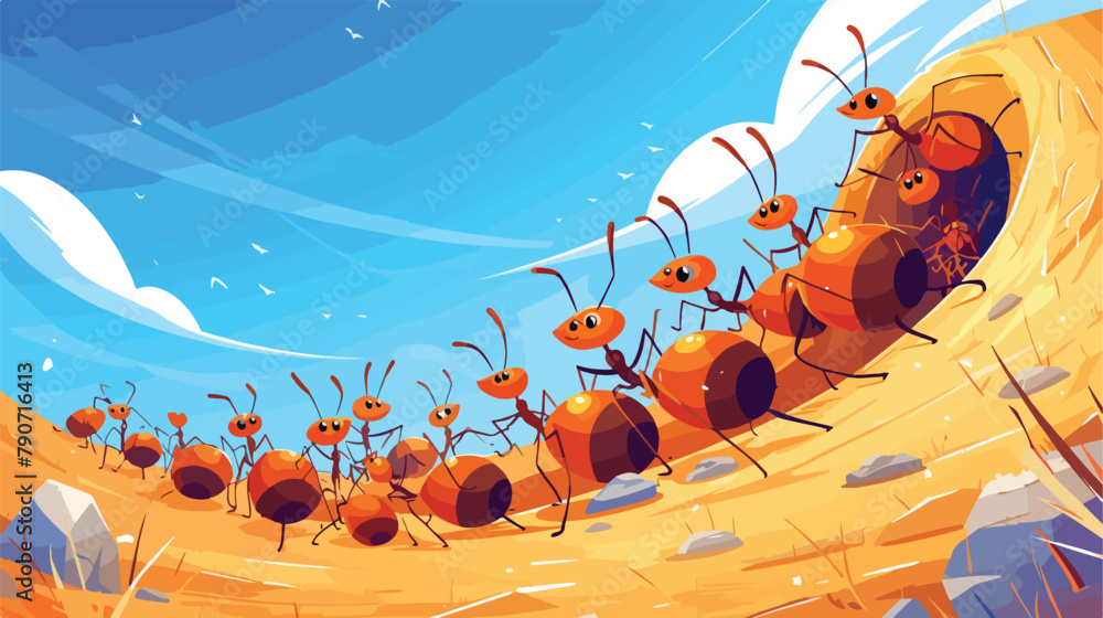 Cartoon ants in the ant hill 2d flat cartoon vactor Stock Vector ...