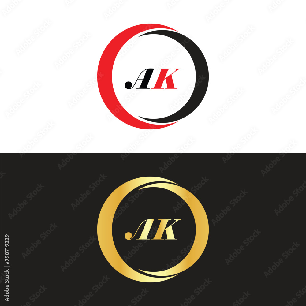 AK Letter Logo Design. Initial letters AK logo icon. Abstract letter AK ...