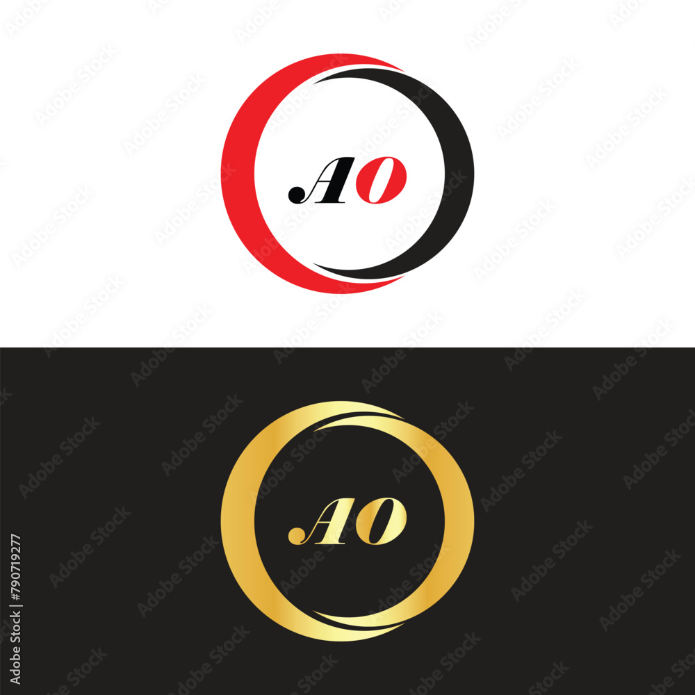 AO Letter Logo Design. Initial letters AO logo icon. Abstract letter AO ...