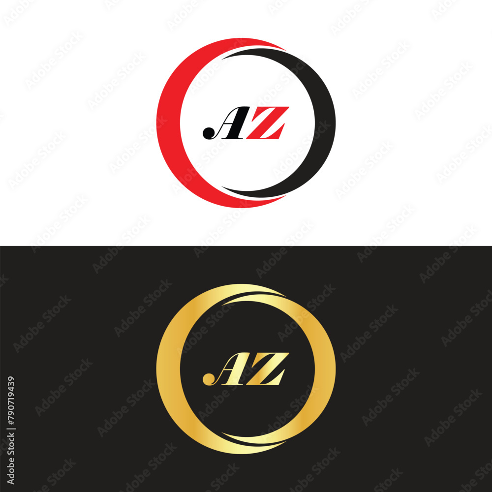 AZ Letter Logo Design. Initial letters AZ logo icon. Abstract letter AZ ...