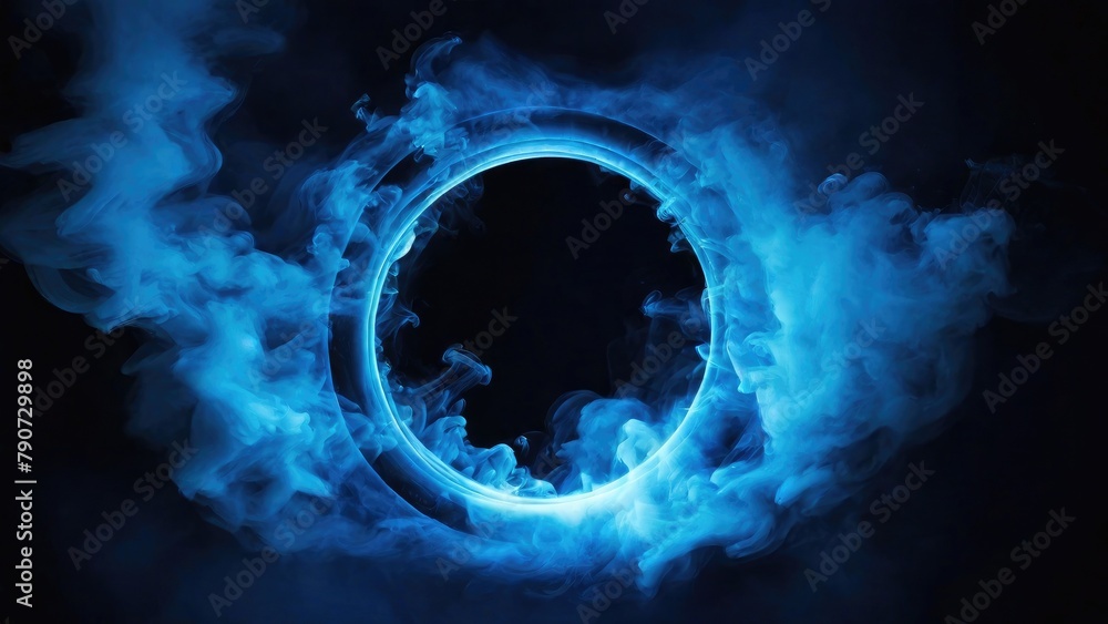 Circular Blue Smoke explodes outward, with dramatic smoke or fog effect ...