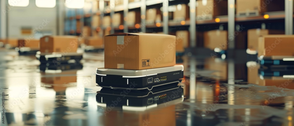 Future Technology 3D Concept: Automated Retail Warehouse Robots ...