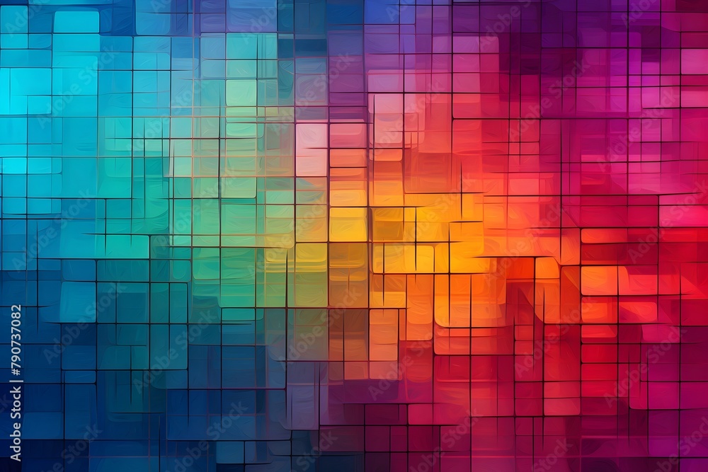 Rainbow colorful Psychedelic, multicolored grid with variable ...