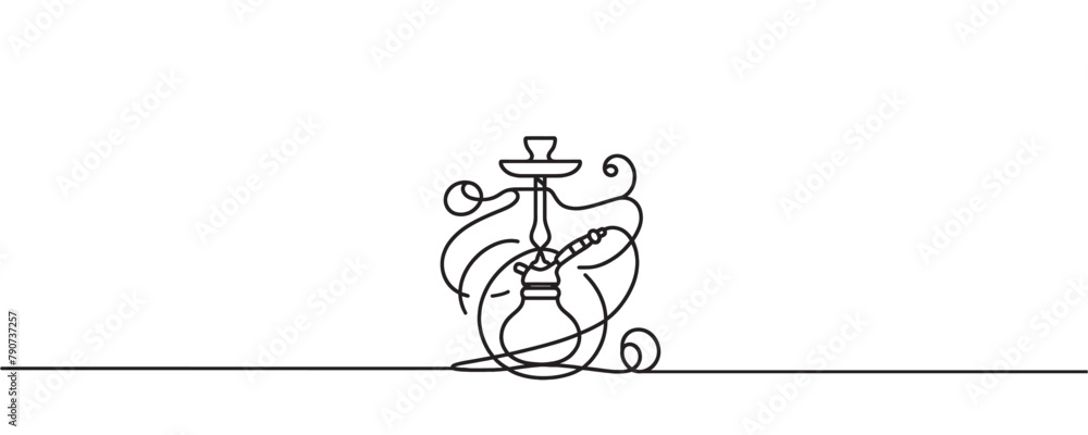 Continuous one line drawing of hookah, tobacco smoking equiptment ...
