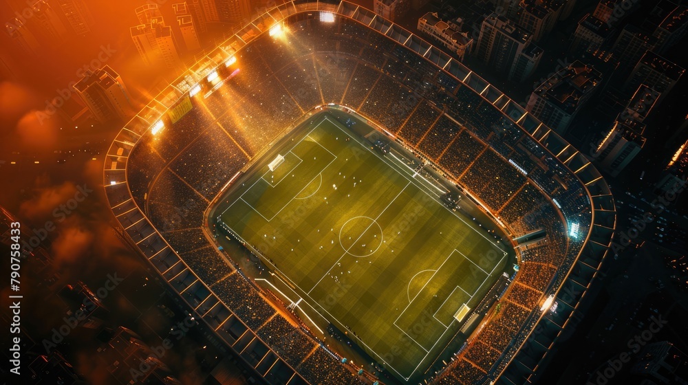 Beautiful arena football stadium with night city view, Modern ...