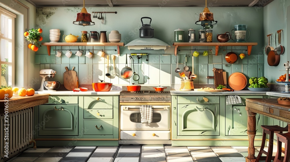 Food-related backgrounds like kitchen settings or table setups Stock ...