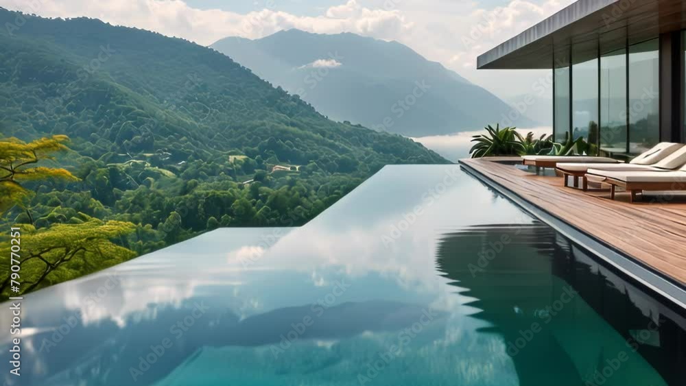 Video animation of essence of tranquility with an infinity pool that ...