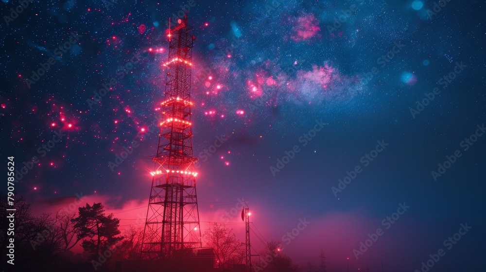 Communications tower with wireless broadband antenna for transmitting ...
