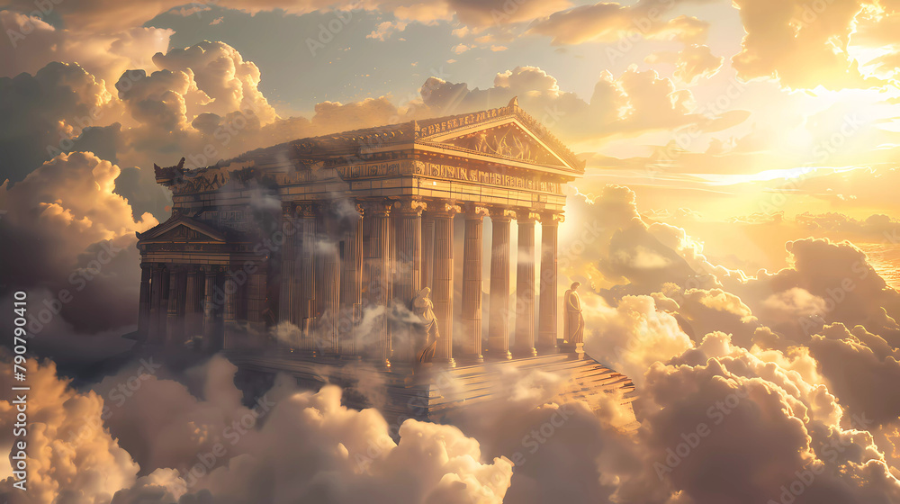 A dreamy Greek temple floating clouds,Surreal art Ancient Greek temple ...