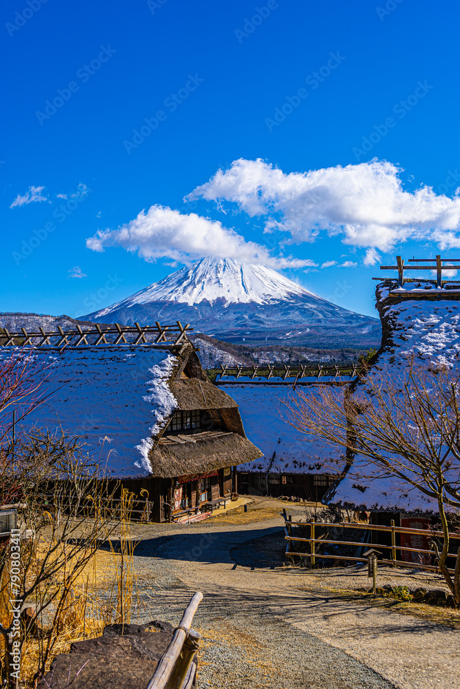 Mount Fuji View from Saiko Iyashi-No-Sato Nenba, Japan Stock Photo ...