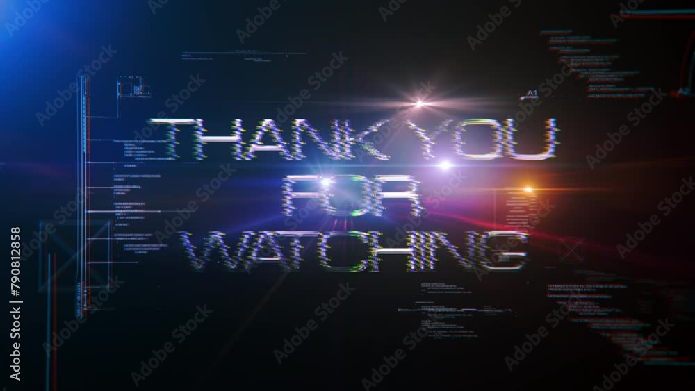 Thank you for watching silver glitch text word effect animation ...