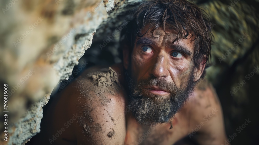 Ancient caveman homo sapiens. Neanderthal primitive people. Human ...
