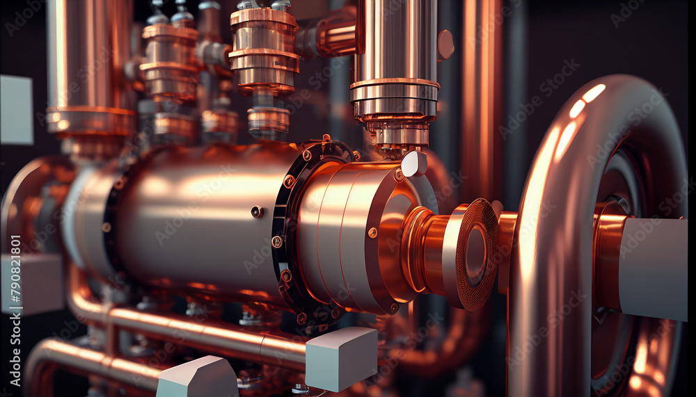 Boiler room equipment - copper pipeline of a heating system , Hyper ...