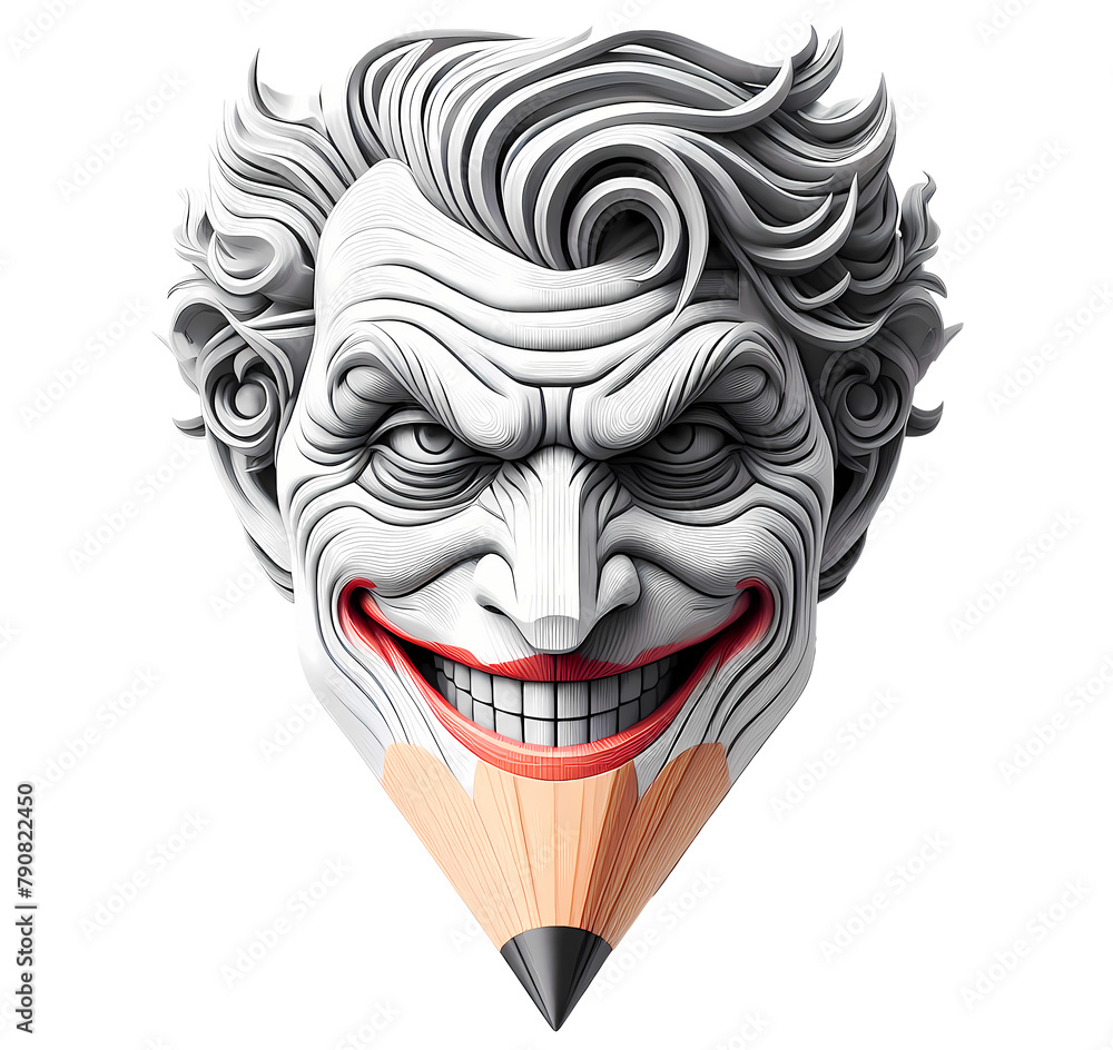 Entertaining joker smiling pencil face shape artwork: humorous joker ...