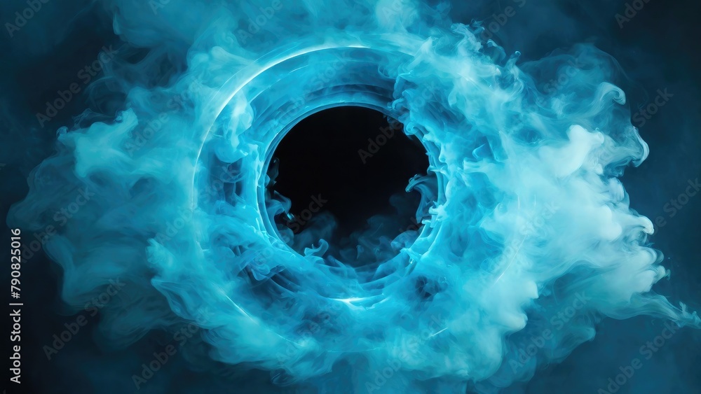 Circular Cyan Smoke explodes outward, with dramatic smoke or fog effect ...