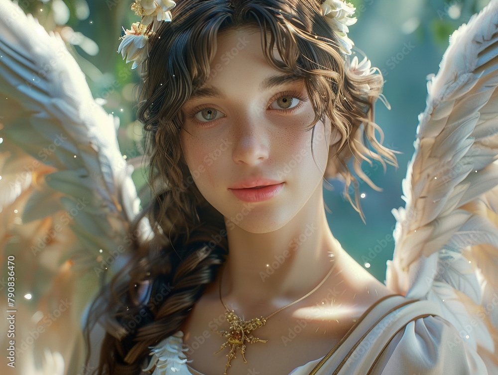 Guardian Angel Depict the lady with a gentle smile, her wings ...