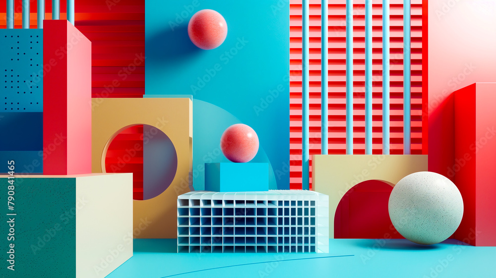 art deco, Scene of Retro art 3d abstract composition featuring ...