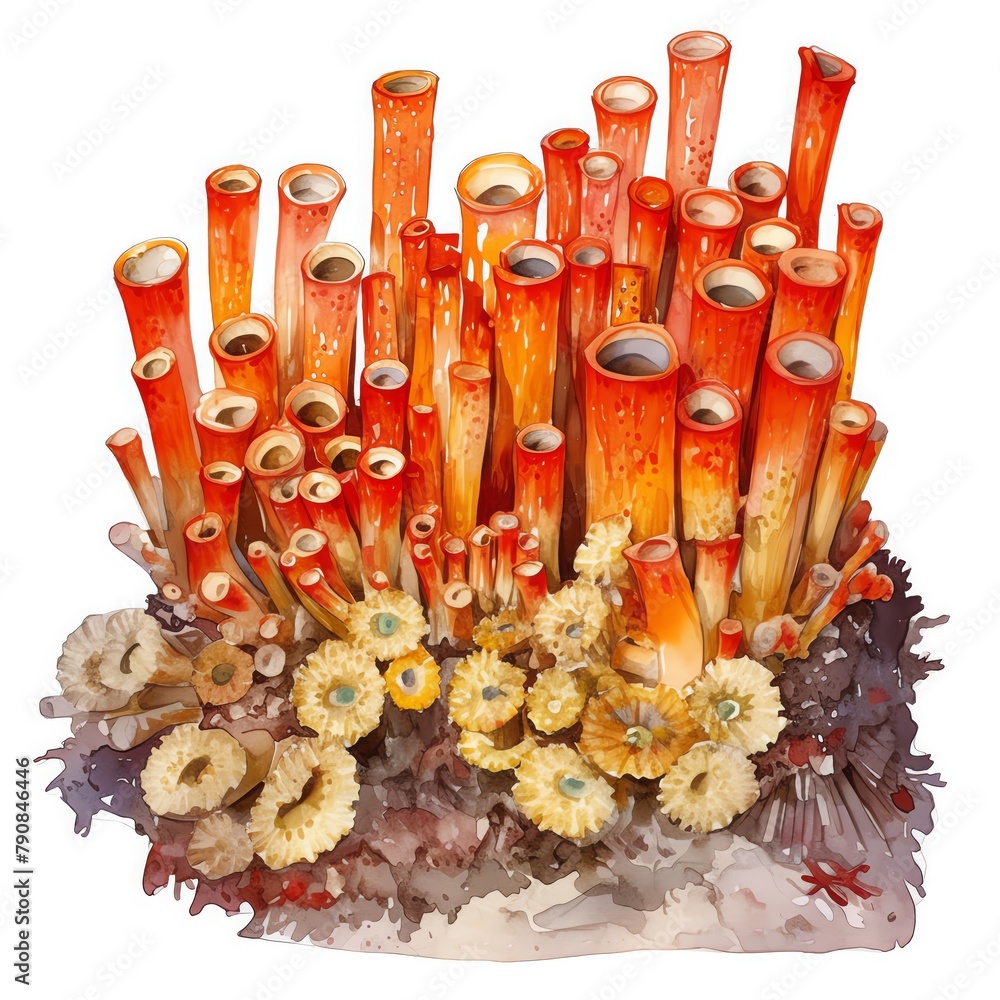A dynamic sketch of Organ Pipe Coral, tubes resembling organ pipes in ...