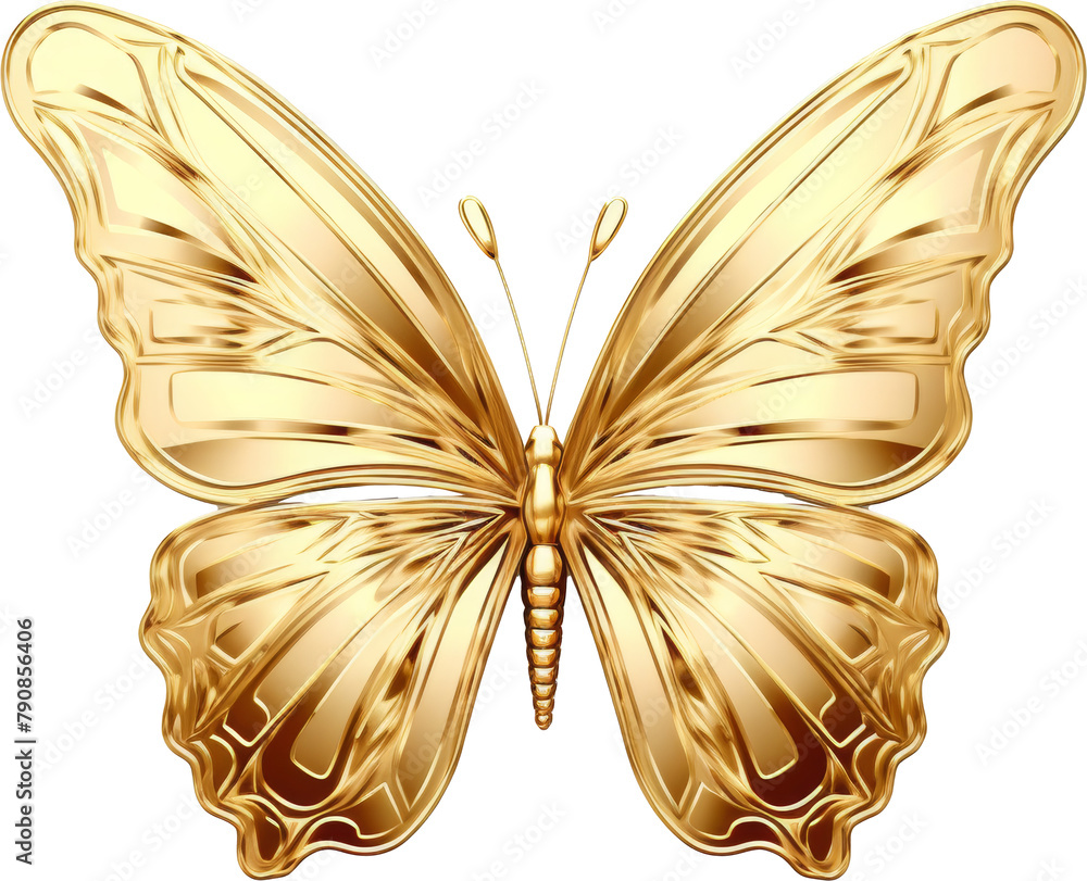 butterfly made of gold,golden butterfly isolated on white or ...