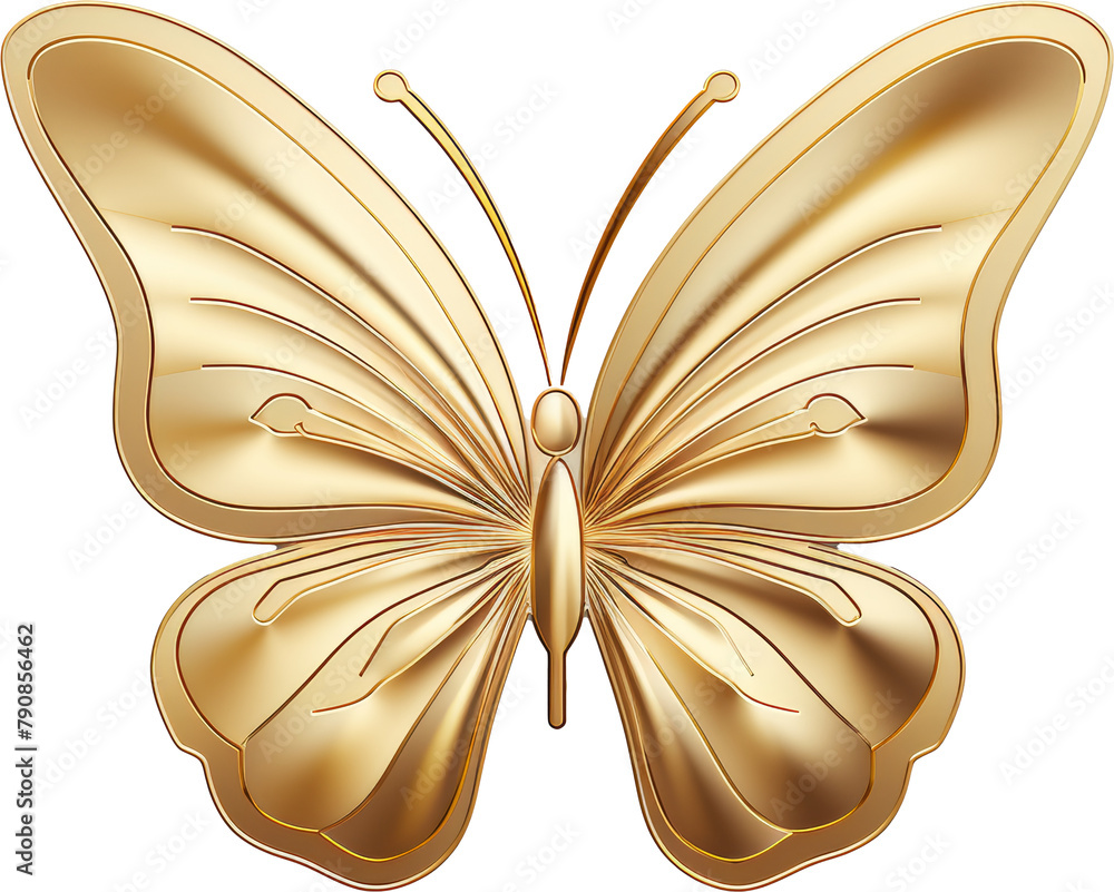 butterfly made of gold,golden butterfly isolated on white or ...
