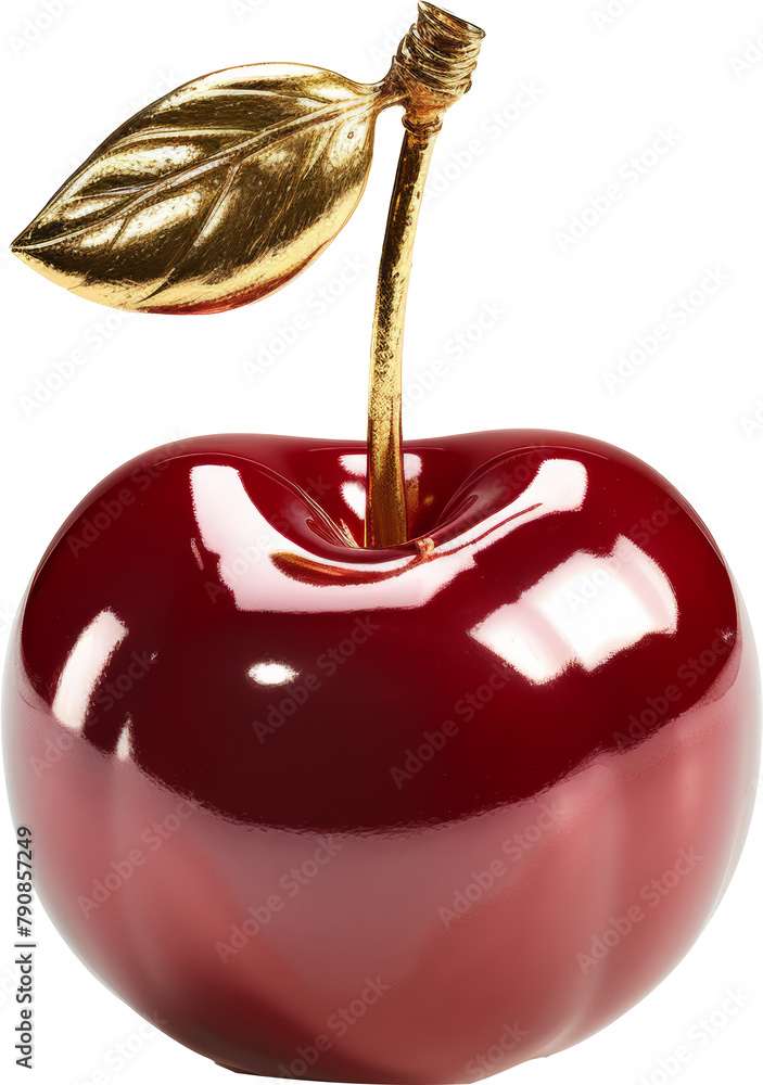 cherry made of gold,golden cherry isolated on white or transparent ...
