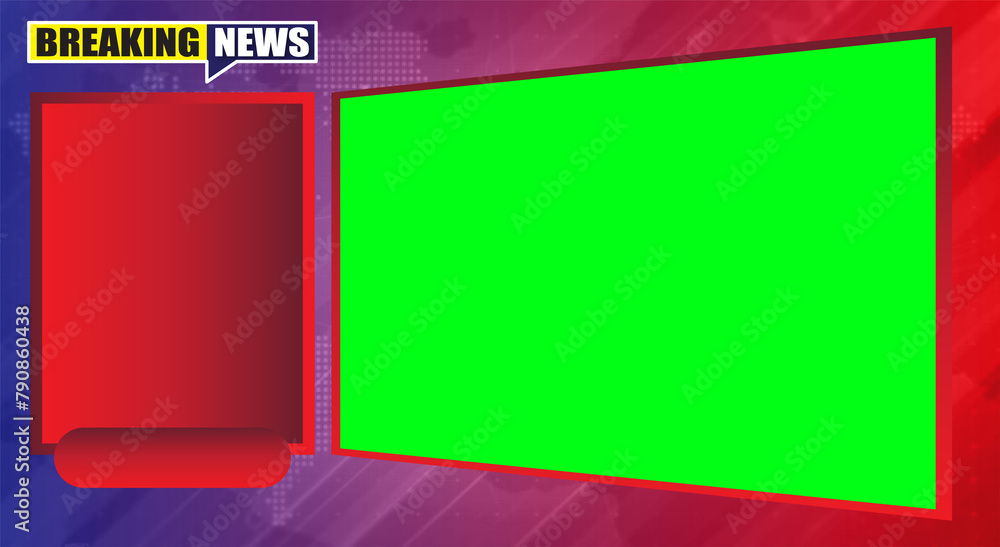 ภาพประกอบสต็อก breaking news background with green screen. news ...
