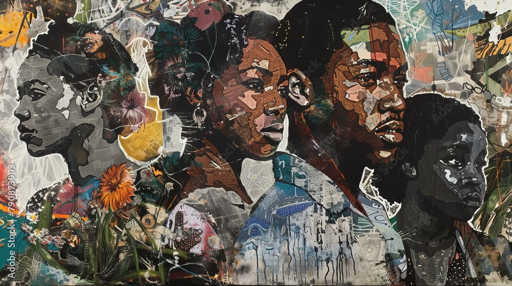 African-American people, banner for black history month, juneteenth ...