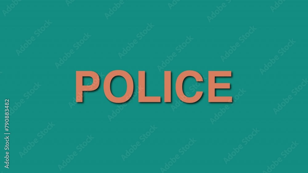 Police Profession word Elegant title reveal text animation orange color ...