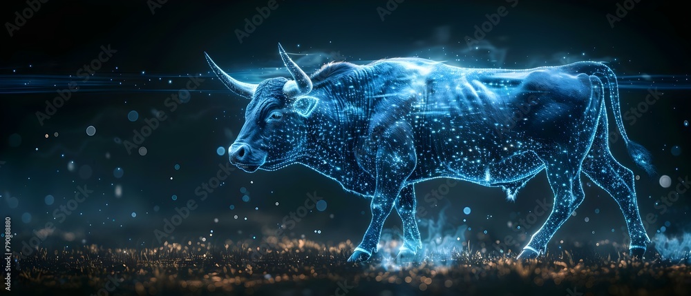 Glowing Bull Constellation: Symbol of Economic Growth. Concept Economic ...