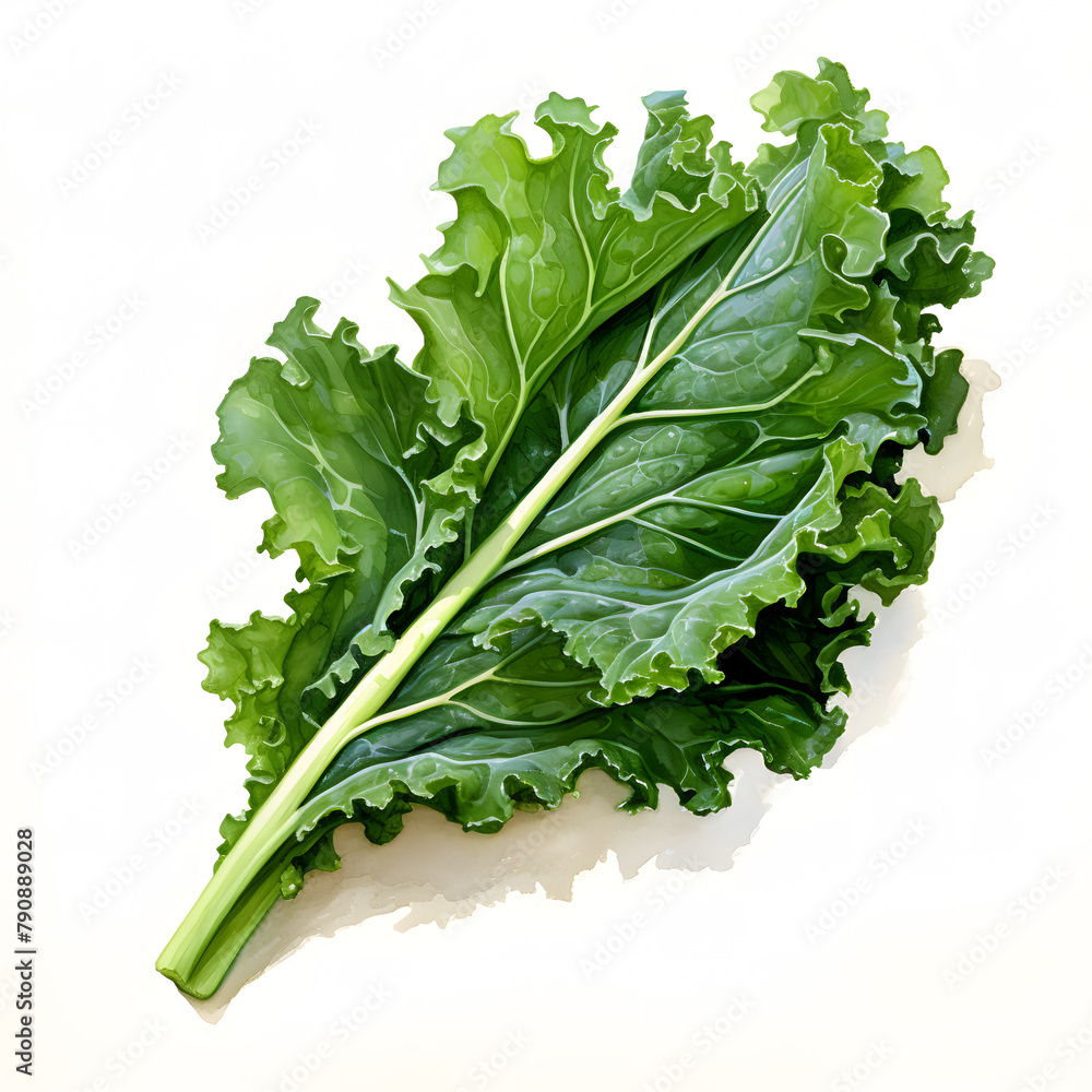 Kale, vegetable, watercolor illustration, single object, white ...