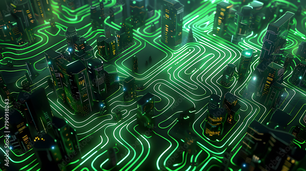 Digital hi-tech hologram city map, showing layers of the terrain in ...