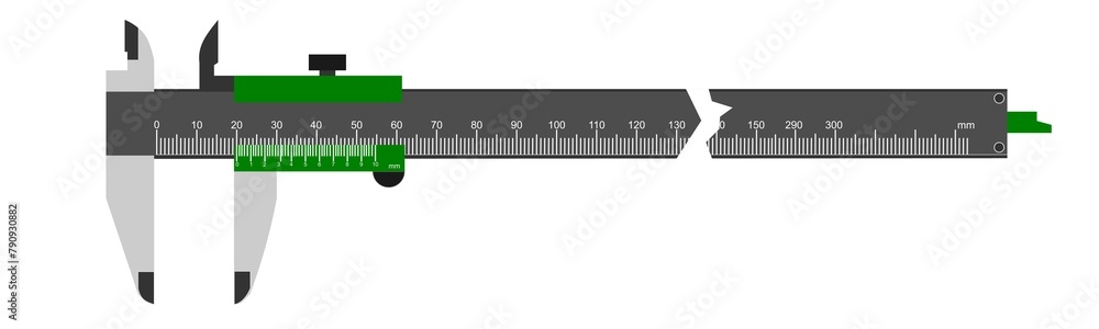 A Vernier caliper isolated on white background.. Its a visual aid to ...