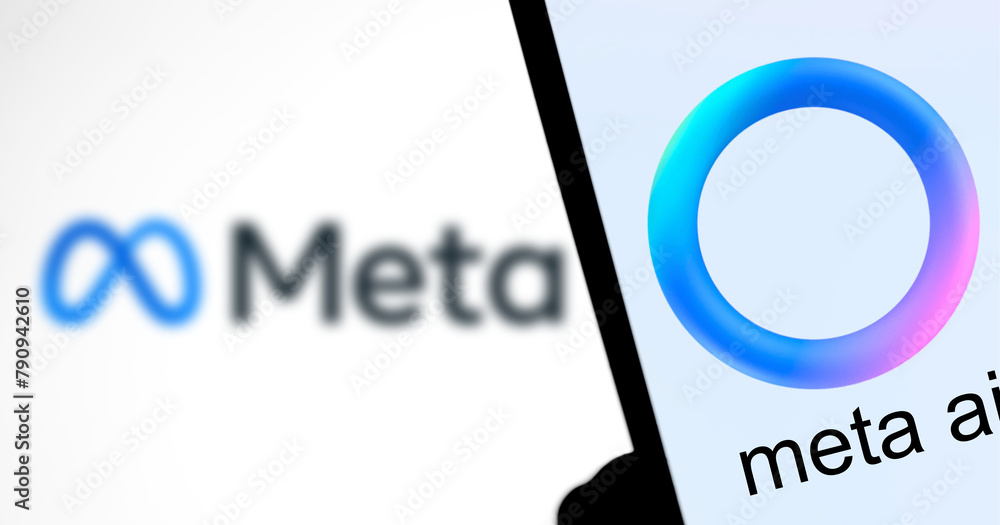 Dhaka, Bangladesh- 21 April 2024: Meta AI logo is displayed on smartphone. Meta introduced new ...