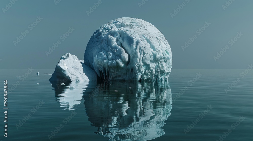 A composite image showing the Earth with shrinking polar ice caps ...