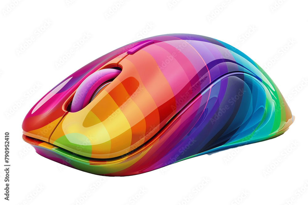 A whimsical and colorful computer mouse design inspired by a rainbow ...