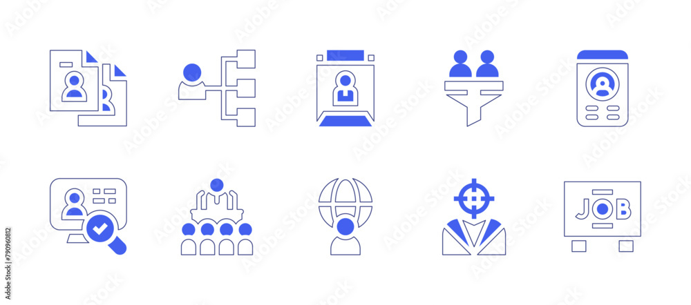 Recruitment icon set. Duotone style line stroke and bold. Vector ...