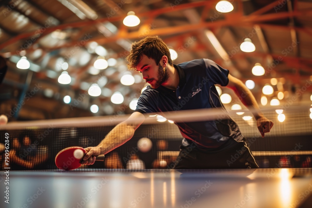 Dynamic table tennis match perspective, Dynamic table tennis match ...