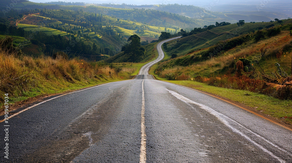 inner journey concept, a long and winding road lost in a beautiful ...