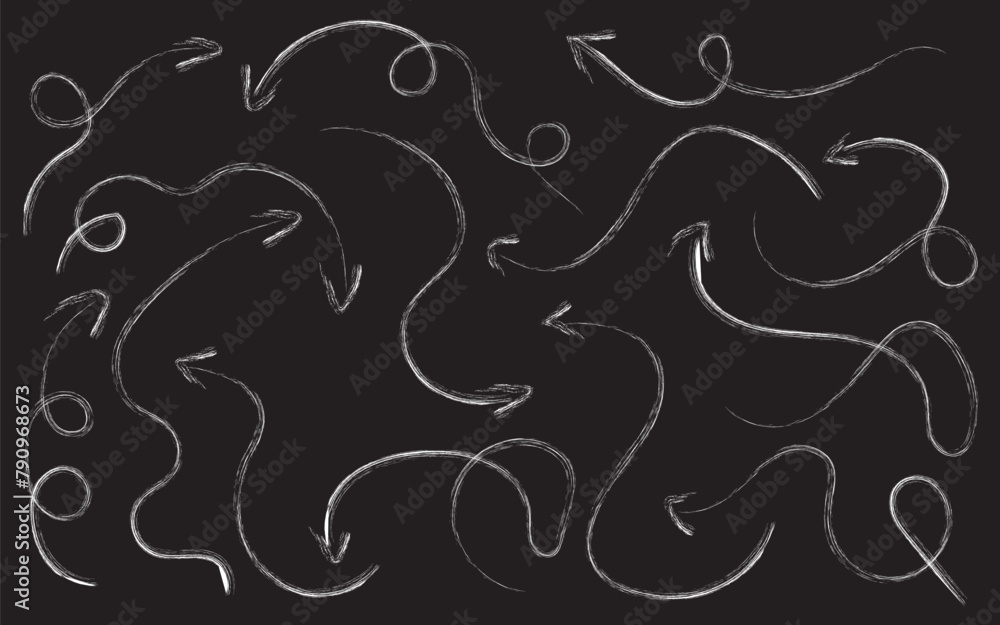 White arrow brushes collection. Doddle arrow icon collection, Hand ...