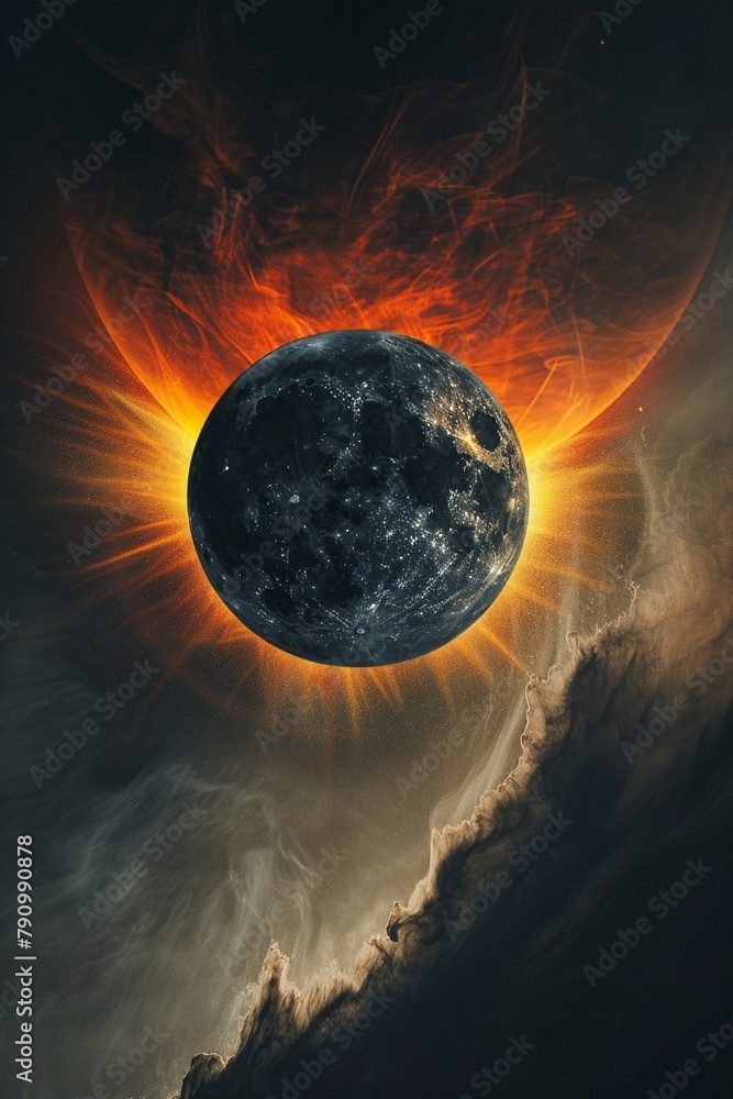 Eclipse Glow Surreal Depiction of Solar Eclipse with Intense Corona ...
