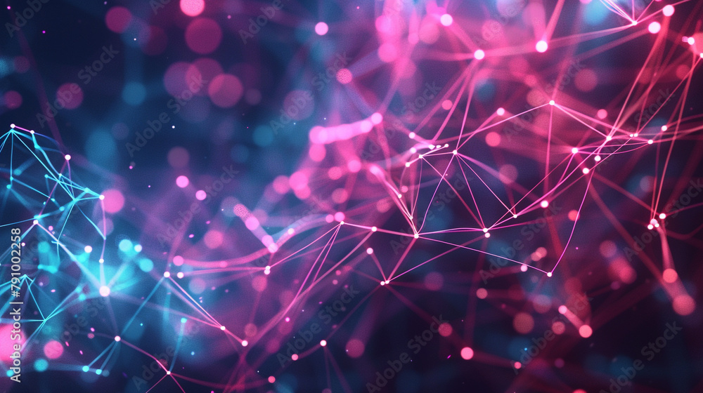 Vibrant Visualization Of A Technological Network With Digital Points