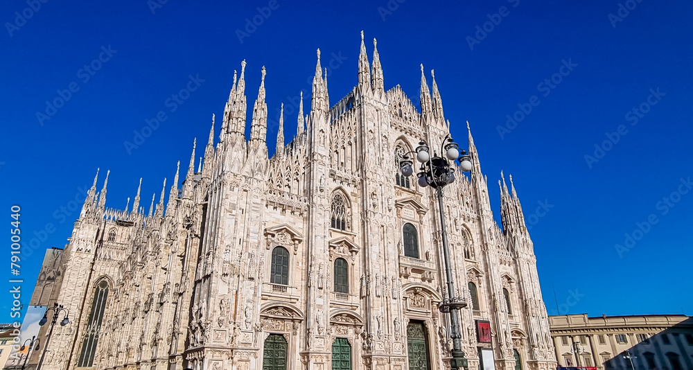 External view of Milan Cathedral (Duomo di Milano) from the Piazza del ...