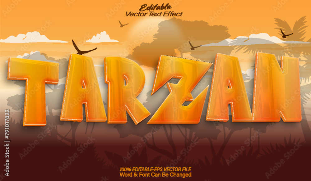 Tarzan Vector Text Effect Editable Alphabet Savannah Safari Wildlife ...
